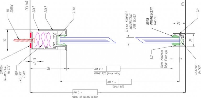 2 part deflection head plus or minus 15mm. Single glazedFR - Allied Ireland